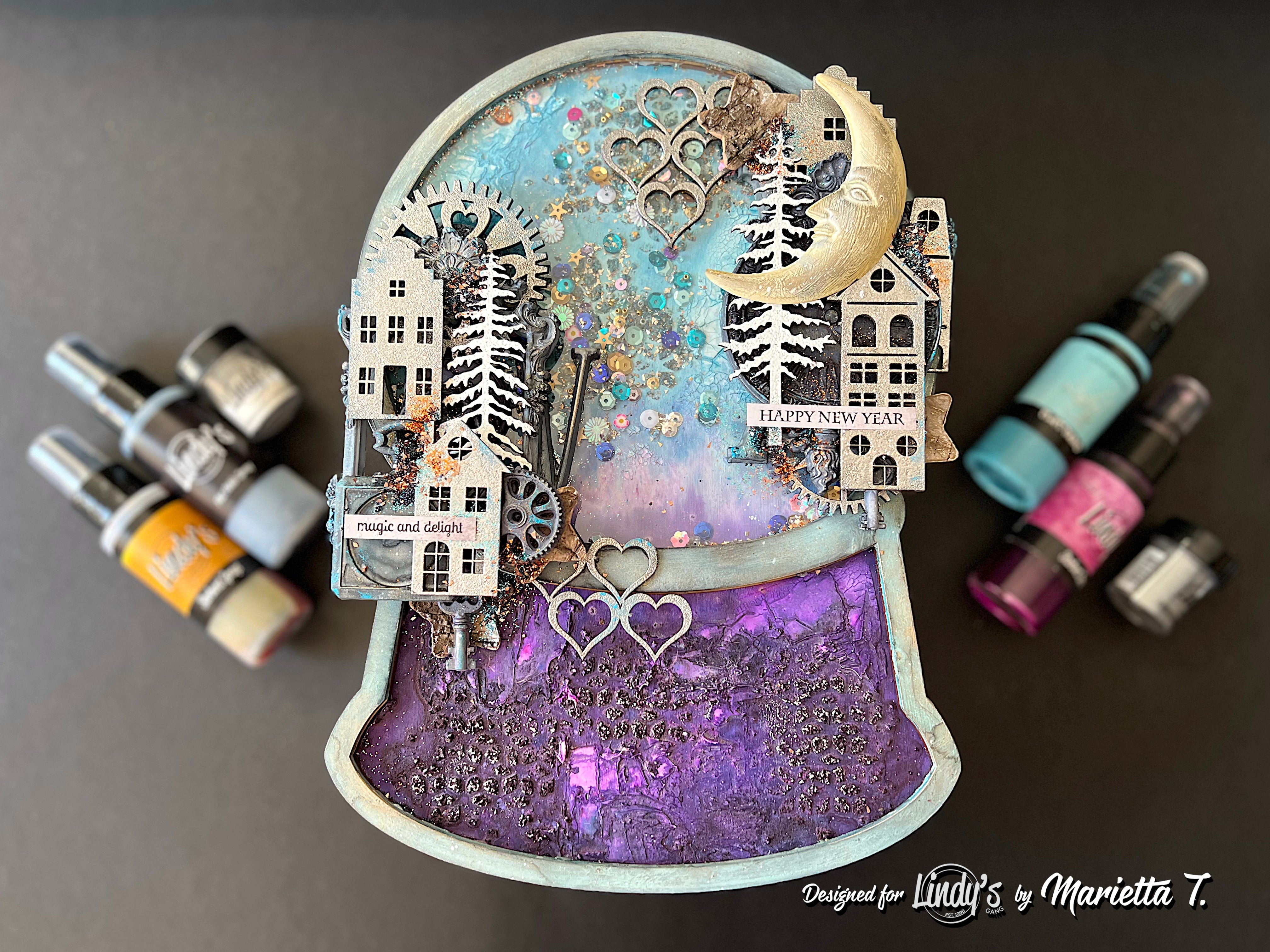 Mixed media winter feel snow globe by Marietta Tégi – Lindy's Gang Store
